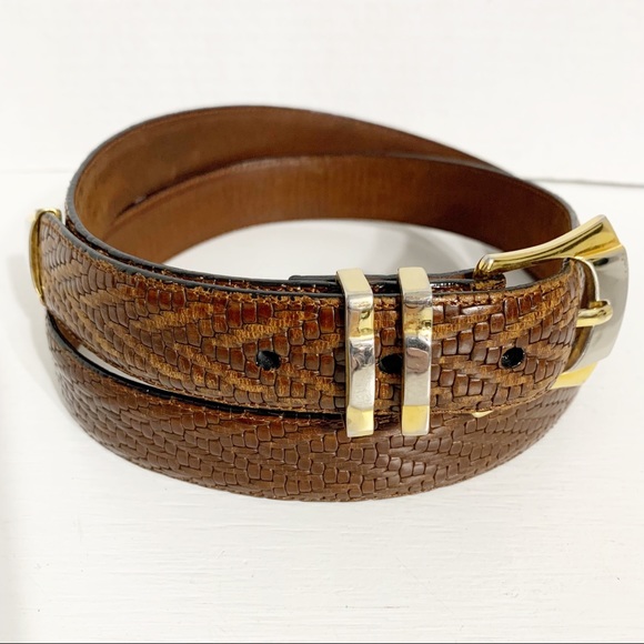 CALE | Accessories | Cale Two Tone Woven Leather Belt Buckle And Keeper ...